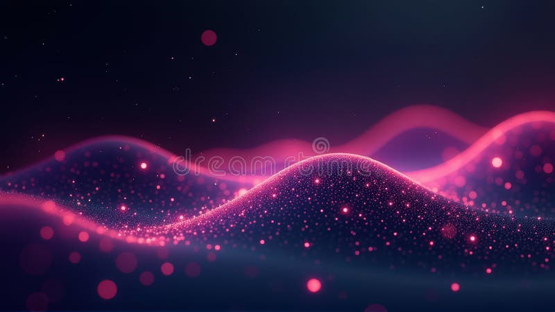 Abstract Pink and Purple Glowing Particle Waves Stock Illustration ...