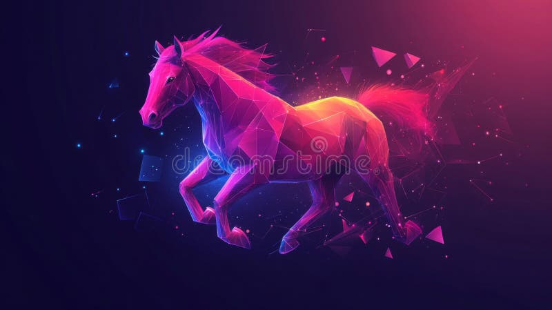 Abstract Pink Purple Horse Low Poly Digital Art Stock Illustration ...