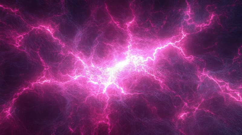 Abstract Pink and Purple Lightning Energy Plasma Stock Illustration ...