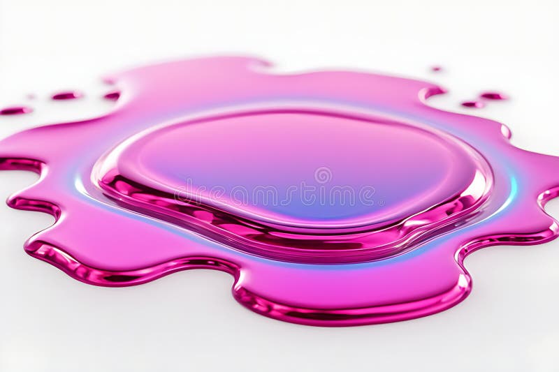 Abstract Pink and Purple Metallic Liquid Shape on a White Background ...