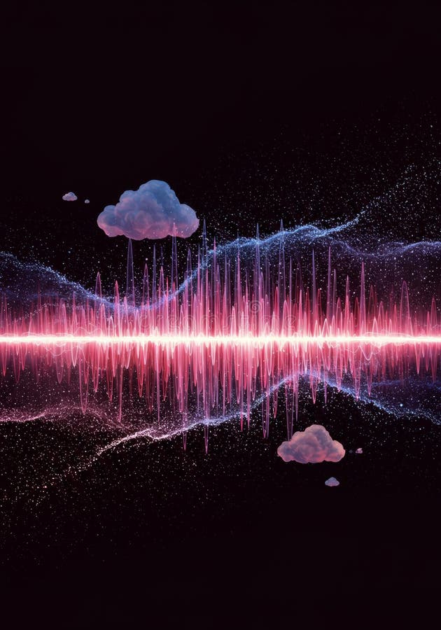 Abstract Pink Purple Sound Wave Digital Art Stock Illustration ...