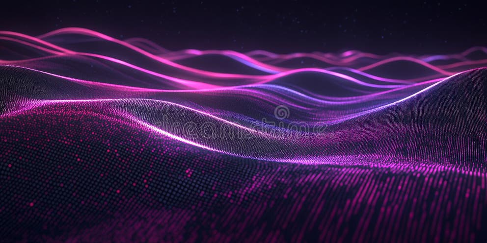 Abstract Pink Purple Wave Background Digital Technology Data Flow Stock ...