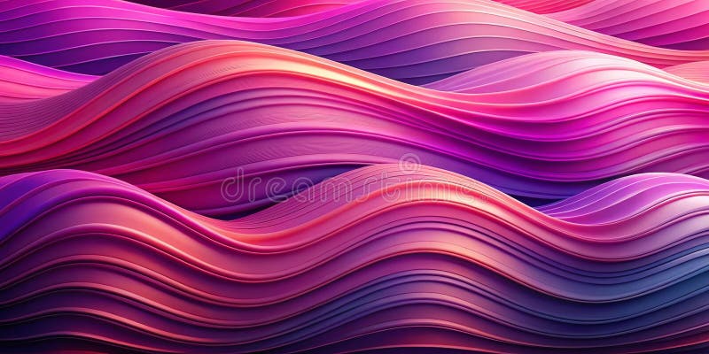 Abstract Pink and Purple Waves 3D Render Stock Illustration ...