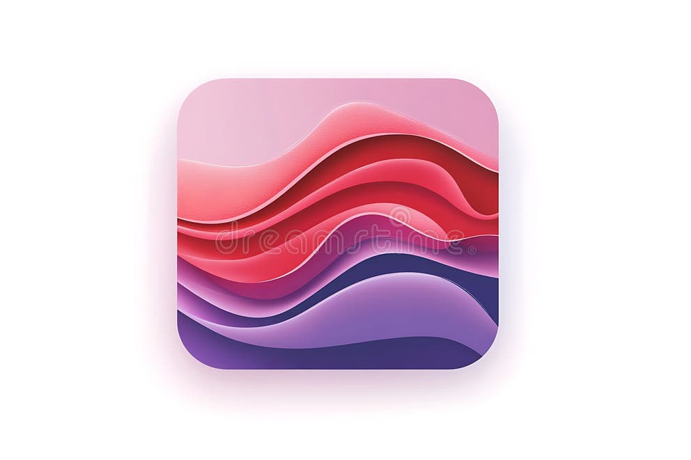 Abstract Pink Purple Waves Layers Inside Rounded Square Shape on White Backdrop Stock ...