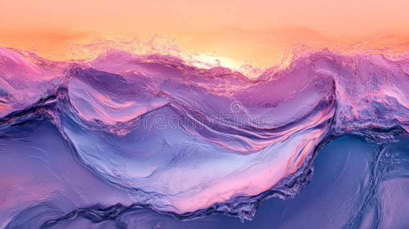 Abstract Pink Purple Waves Sunset Digital Art Stock Illustration ...