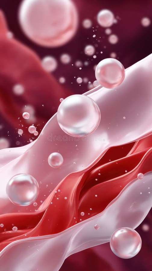 Abstract Pink Red Fluid Bubbles Illustration Glossy Gradient Aesthetic ...