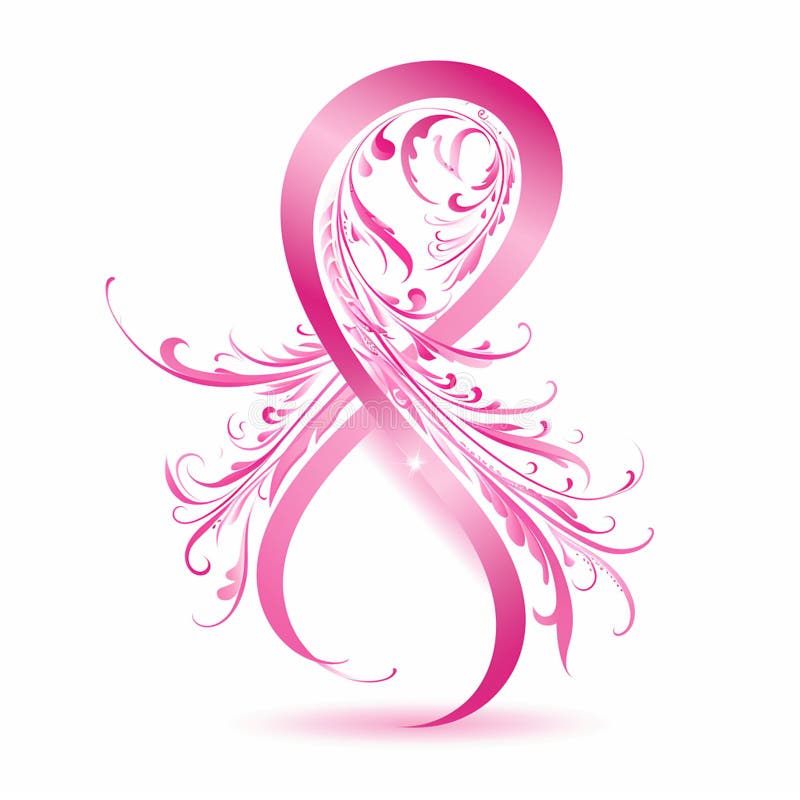 Abstract Pink Ribbon for Breast Cancer Awareness Stock Illustration ...
