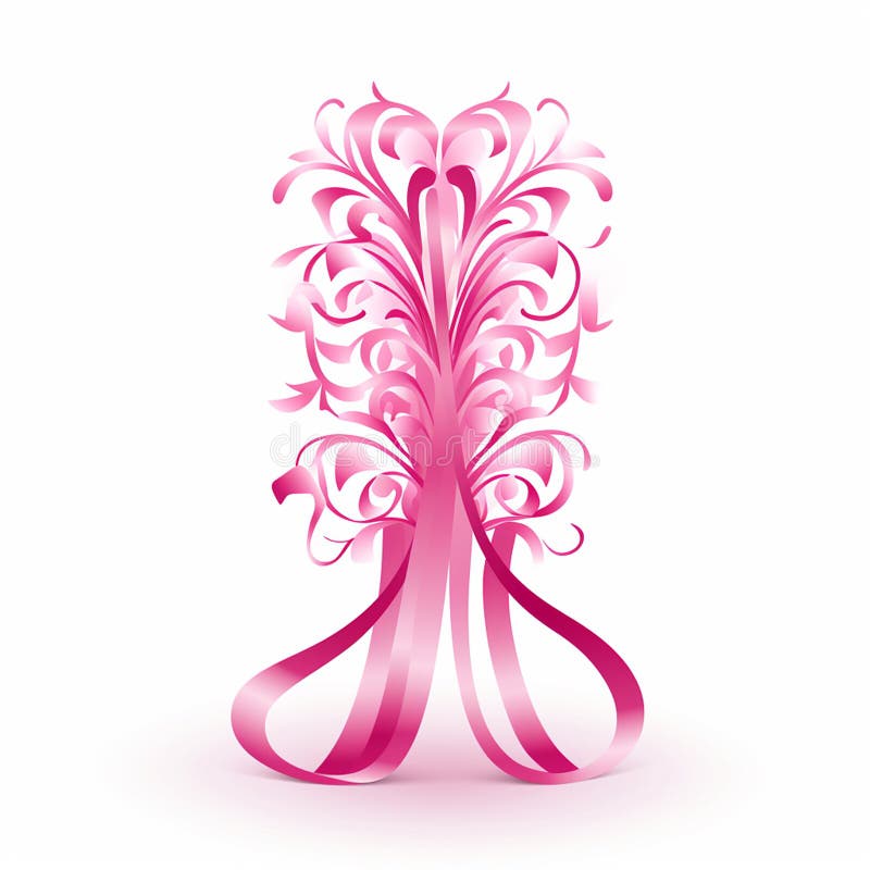 Abstract Pink Ribbon Design on a White Backdrop Stock Illustration ...