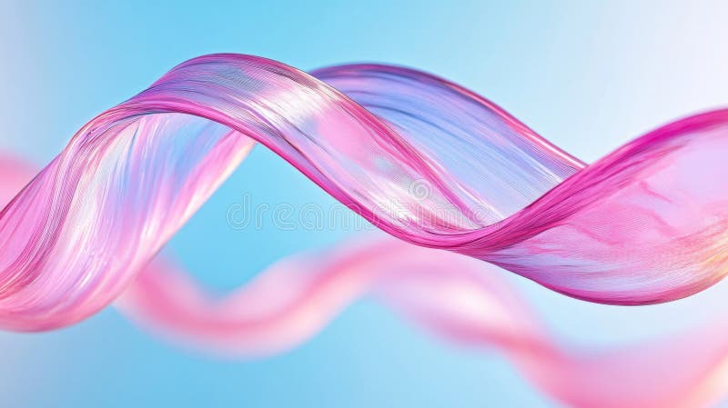 Abstract Pink Ribbon Flowing in a Wave Pattern Stock Illustration ...