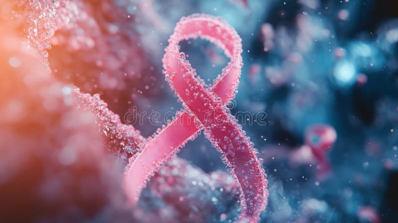 Abstract Pink Ribbon in Particle Cloud Stock Illustration ...