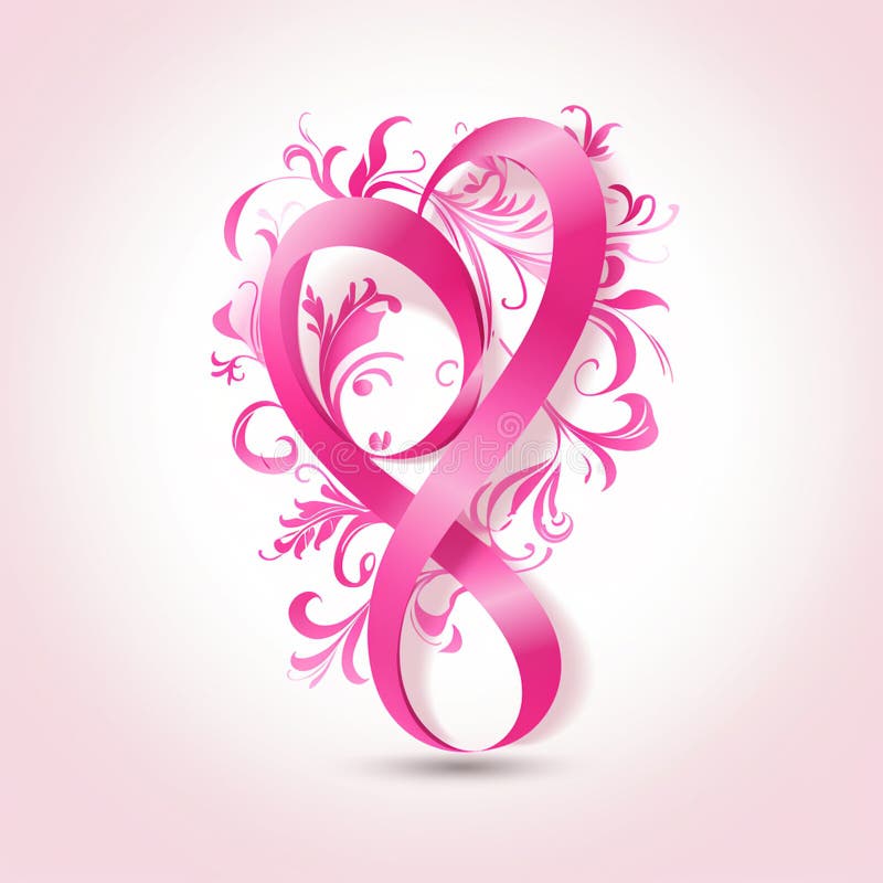 Abstract Pink Ribbon on Plain White Background Stock Illustration ...