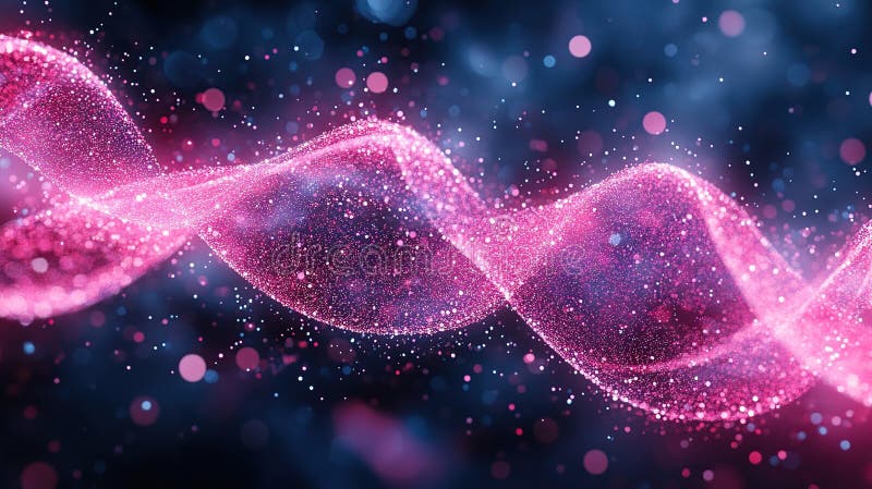 Abstract Pink Sparkling Helix on Dark Background Stock Illustration ...