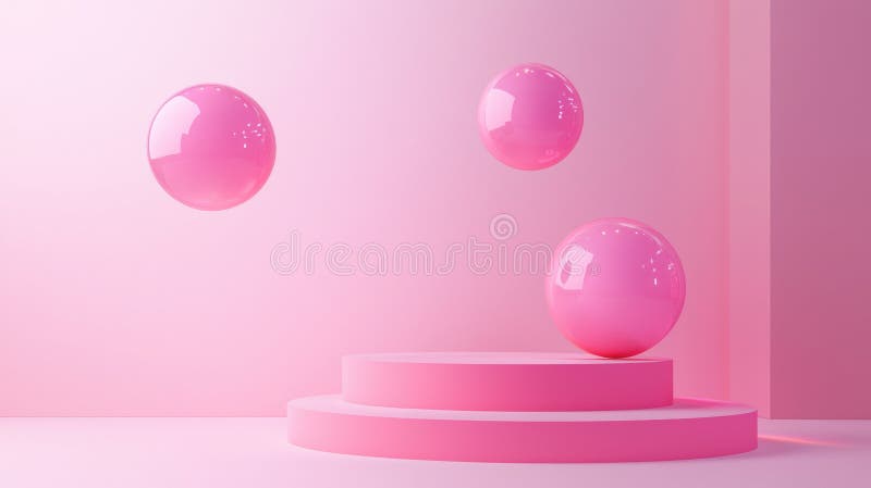 Abstract Pink Spheres Floating in Minimalist Space Stock Image - Image ...