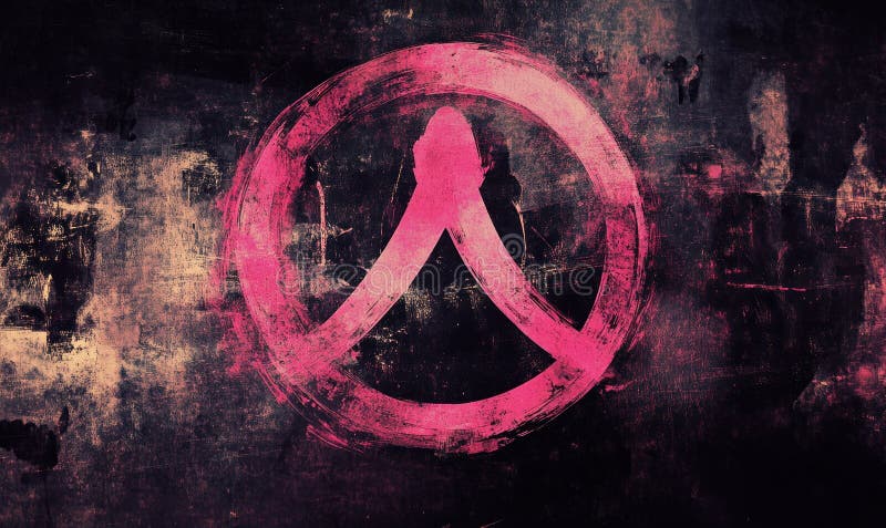 Abstract Pink Symbol Painted on a Textured Dark Background, Grunge ...