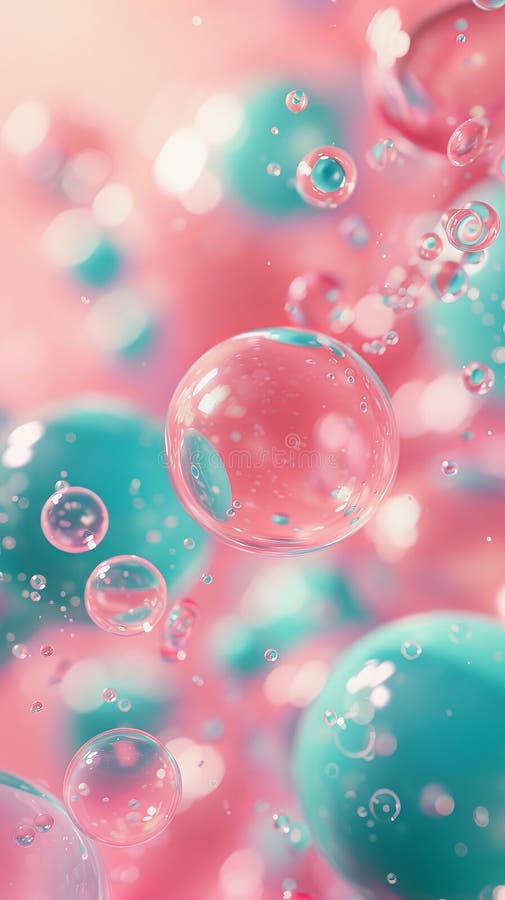 Abstract Pink and Teal Bubbles with Soft Focus Background Stock Image ...