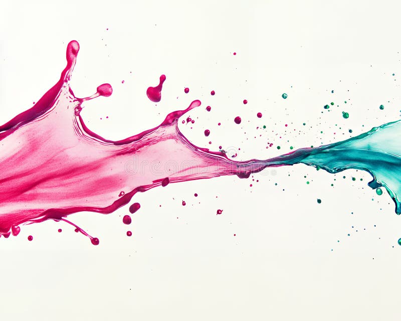Abstract Pink Teal Liquid Splash Dynamic Flow Design Art Dye Wave Paint ...