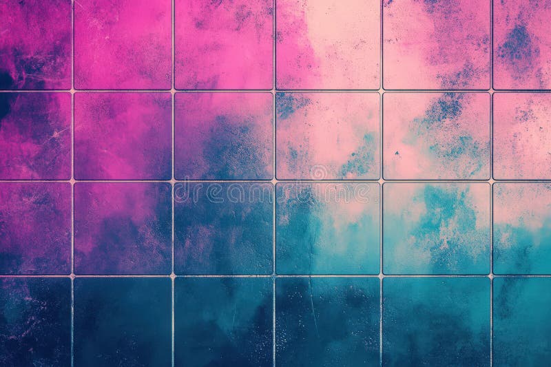 Abstract Pink and Teal Square Tile Pattern Stock Illustration ...