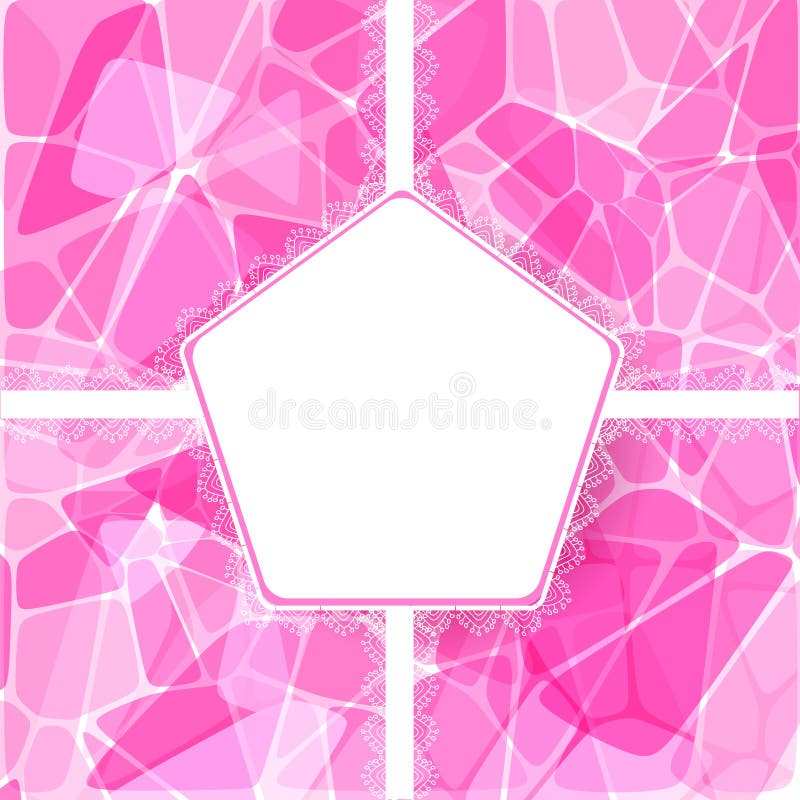 Abstract Pink Vector Card with Lace Label Stock Vector - Illustration ...