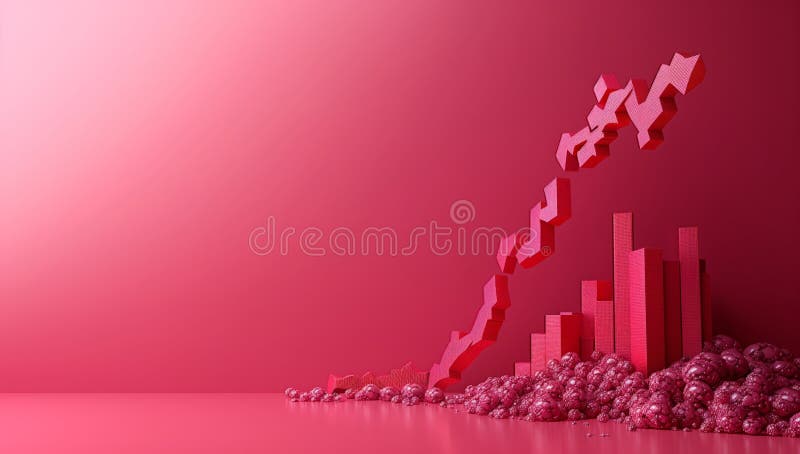 Abstract Pink Visual Financial Progress Concept Featuring Rising Graph ...