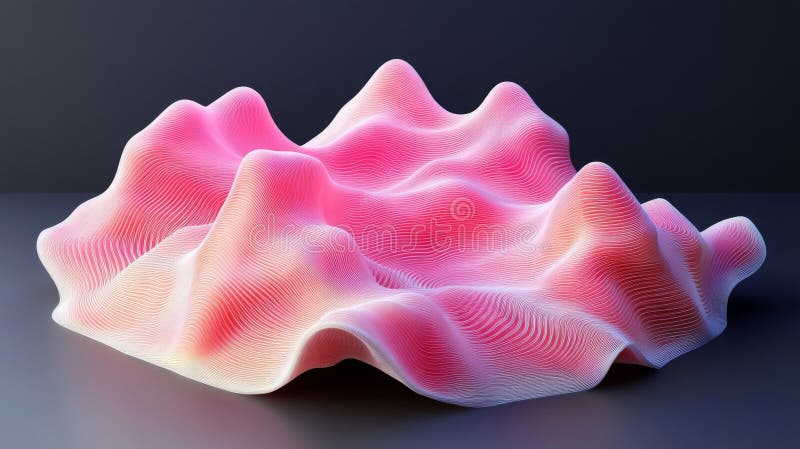 Abstract Pink Wave Landscape Digital Art Stock Illustration ...