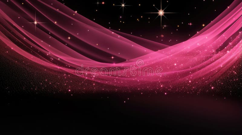 Abstract Pink Wave Lines on Black Background. Pink Flow Wave Design ...