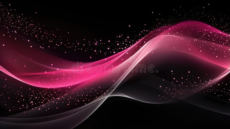 Abstract Pink Wave Lines on Black Background. Pink Flow Wave Design ...