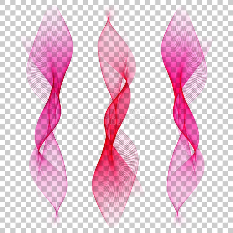 Abstract Pink Wave Set on Transparent Background. Vector Illustration ...