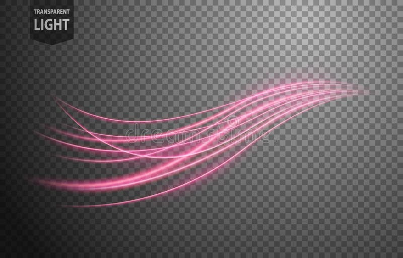 Abstract Pink Wavy Line of Light with a Transparent Background ...