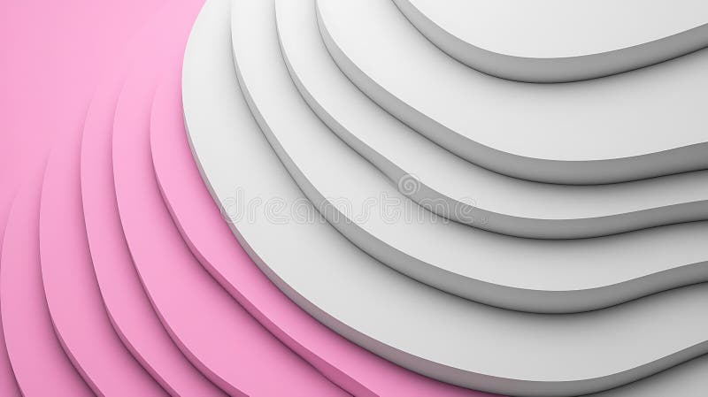 Abstract Pink and White Curving Layers Design Stock Illustration ...