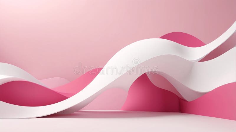 Abstract Pink and White Wave Forms a Serene Minimalist Composition ...