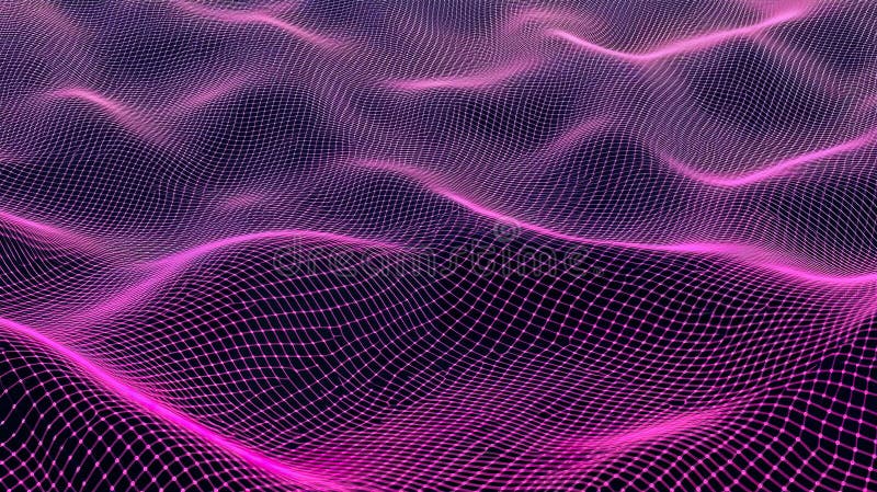 Abstract Pink Wireframe Waves on Dark Background Stock Photo - Image of ...