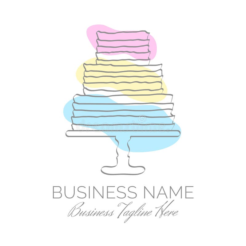 Abstract Pink and Yellow Cake Geometric Logo Design Stock Vector ...