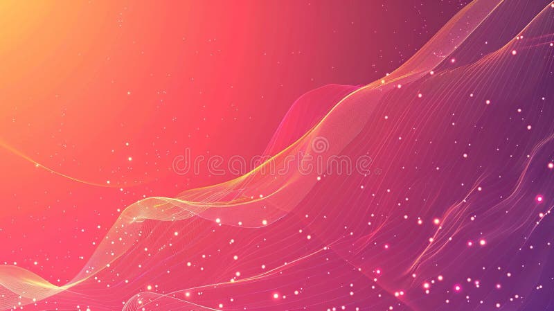 Abstract Pink and Yellow Waves with Glowing Particles Stock ...