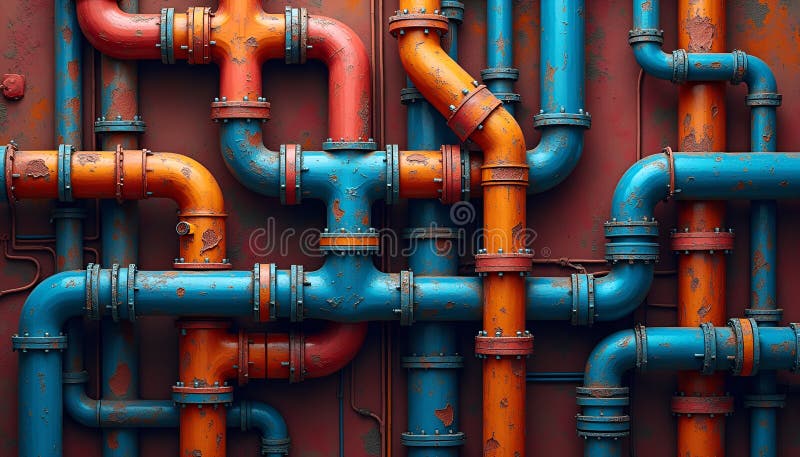 Intricate Pipework stock illustration. Illustration of steel - 353974815