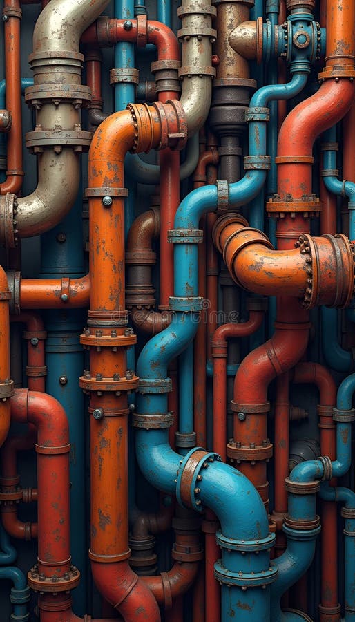 Intricate Pipework stock illustration. Illustration of metallic - 353974844