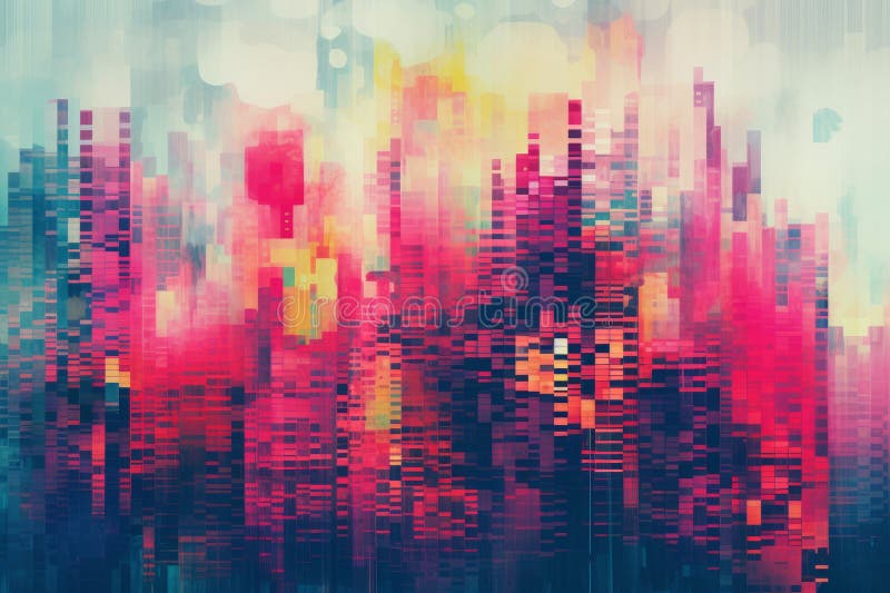 Abstract Pixel Art Background with Colorful Lights Stock Illustration ...