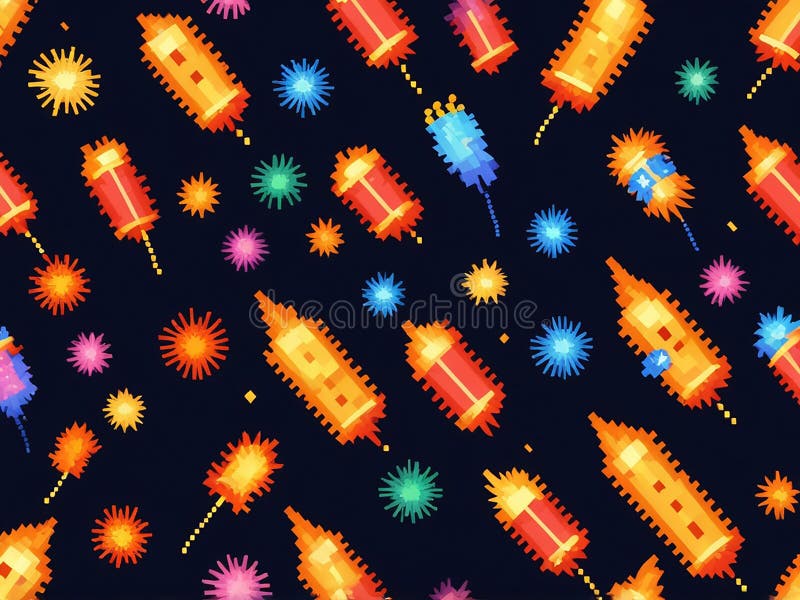 Abstract Pixel Art Firecracker Bengal Fire Pattern Background ...