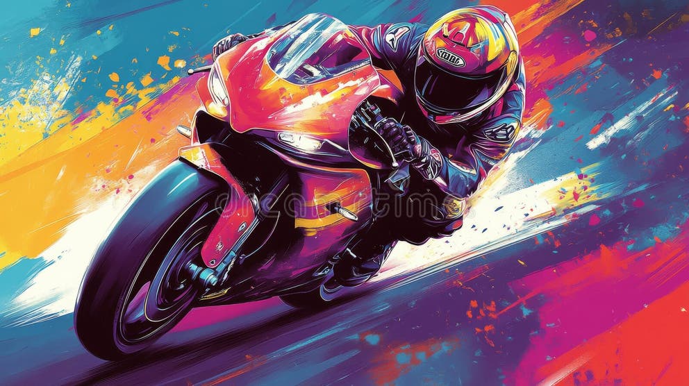Abstract Pixel Art of a Motorcycle Racer Stock Illustration ...