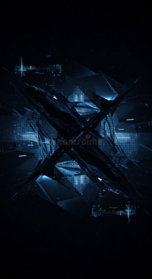 Abstract Pixel Art Spaceship in Dark Blue Space Stock Illustration ...