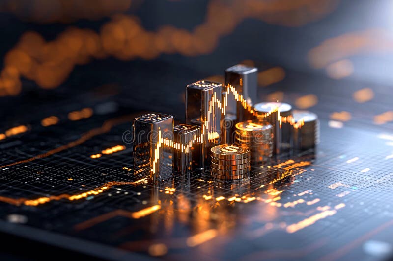 Abstract Pixel Art of an Upward Trend Graph, Symbolizing Tech, E ...