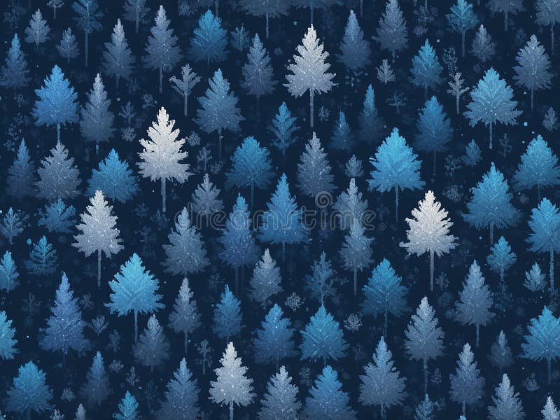 Abstract Pixel Art Winter Trees Pattern Background in Blue Stock Illustration - Illustration of ...