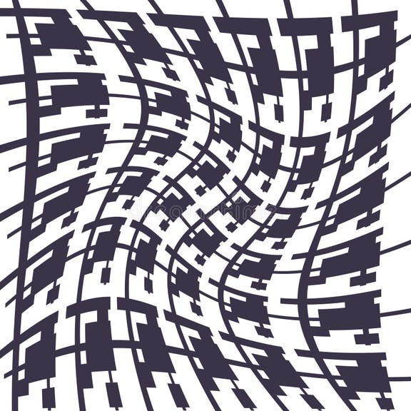 Abstract Pixel Distortion. Digital Geometric Warp. Black White Visual ...