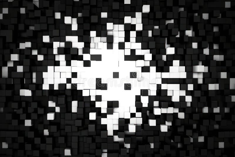 Abstract Pixel Retro Bit Noise Static Square Black and White Animated ...