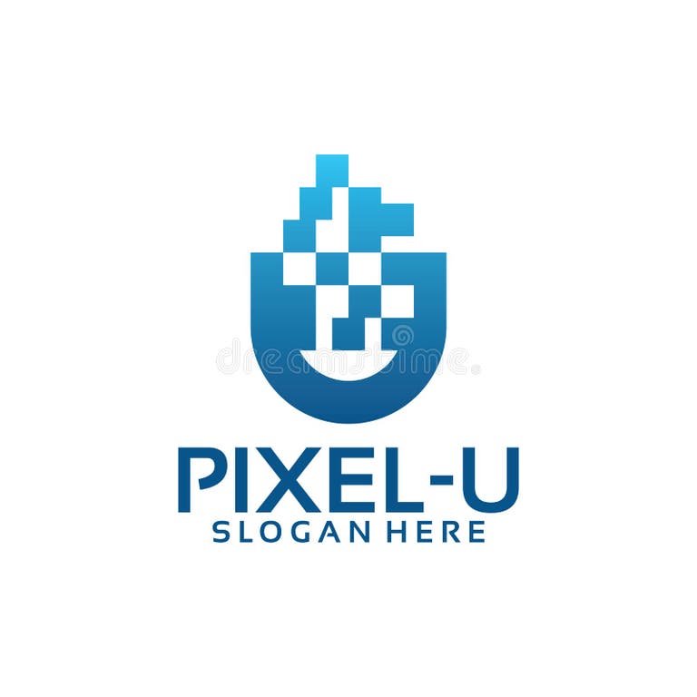 Abstract Pixel U Initial Logo Vector Template Stock Vector ...
