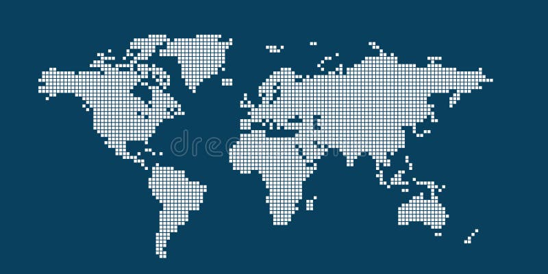 Abstract Pixel World Map. Halftone Style Stock Vector - Illustration of ...