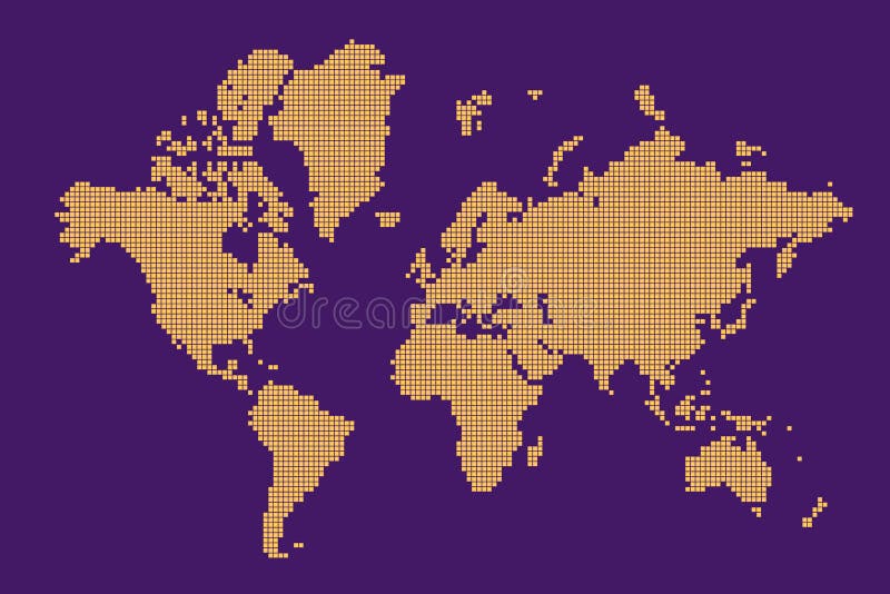 Abstract Pixel World Map. Halftone Style Stock Vector - Illustration of ...