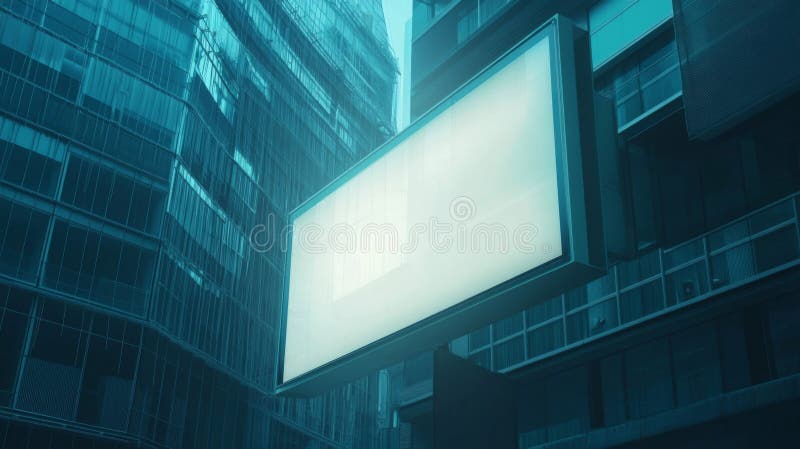 Abstract Pixelated Architectural Facade with Glowing White Screen in ...