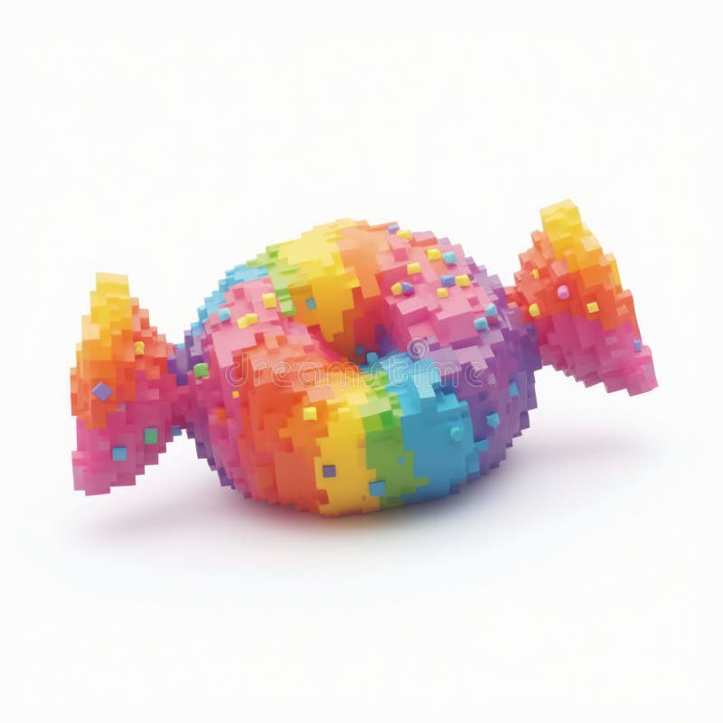Abstract Pixelated Candy with Rainbow Hues Isolated on a White ...
