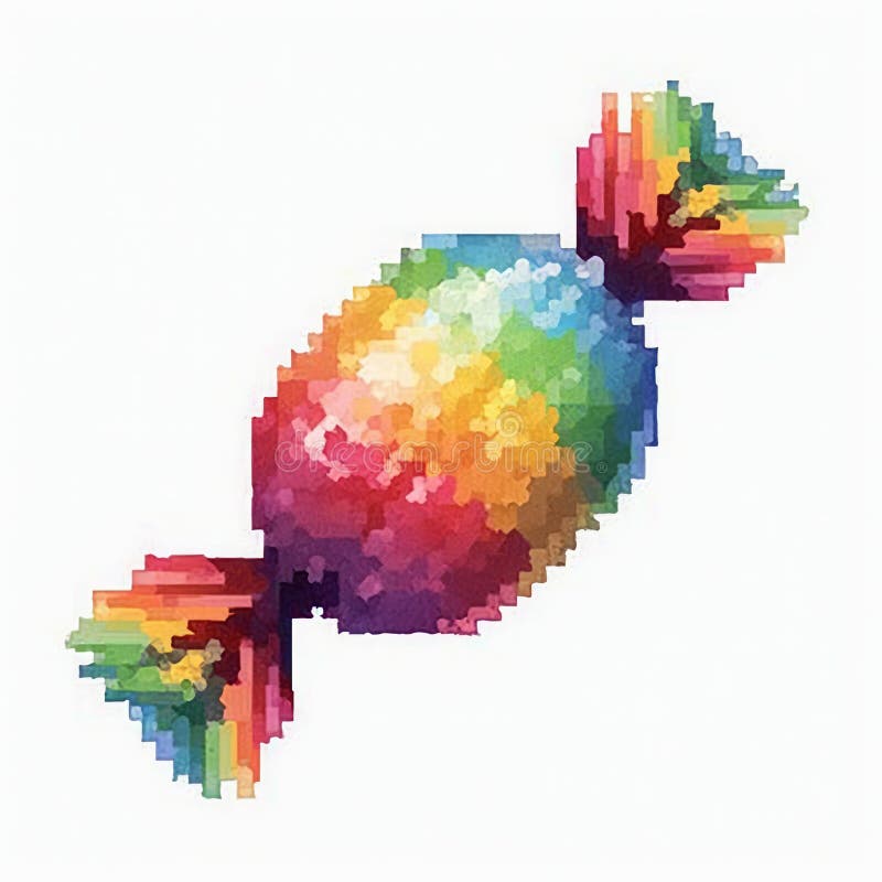 Abstract Pixelated Candy with Rainbow Hues Isolated on a White ...