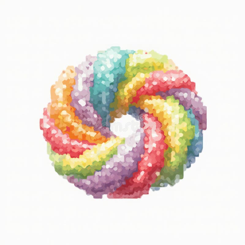 Abstract Pixelated Candy with Rainbow Hues Isolated on a White ...